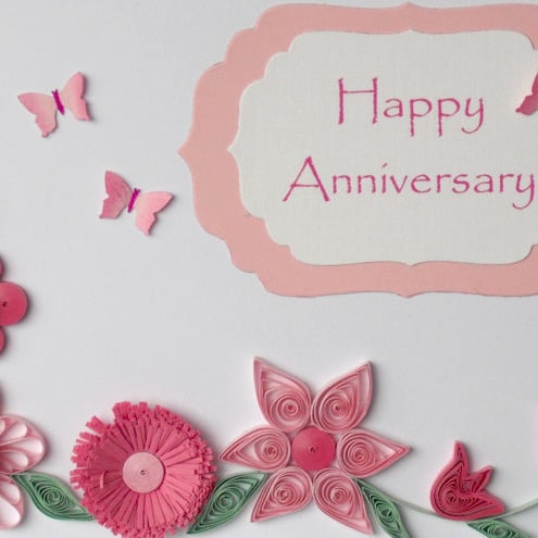 Quilled anniversary card - Folksy