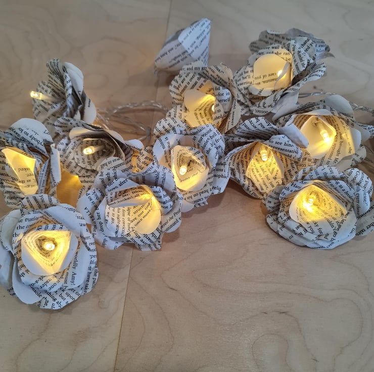DIY Recycled Paper Rose Fairy Light Craft Kit: ... - Folksy