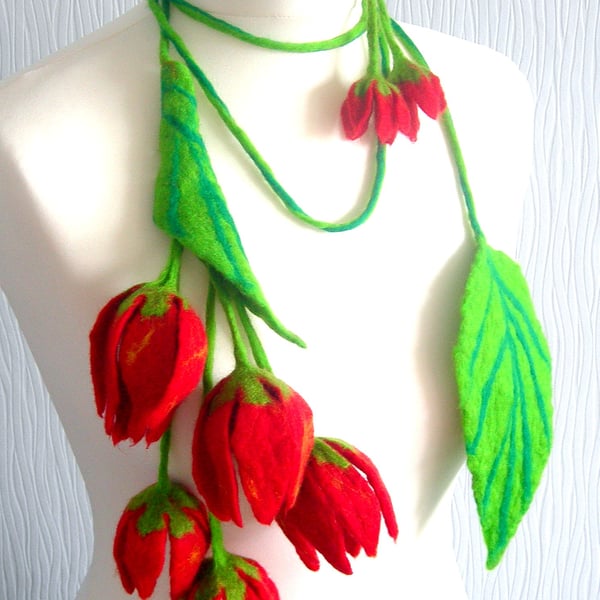 Hand Felted, Wool Jewelry felted necklace-bel... - Folksy