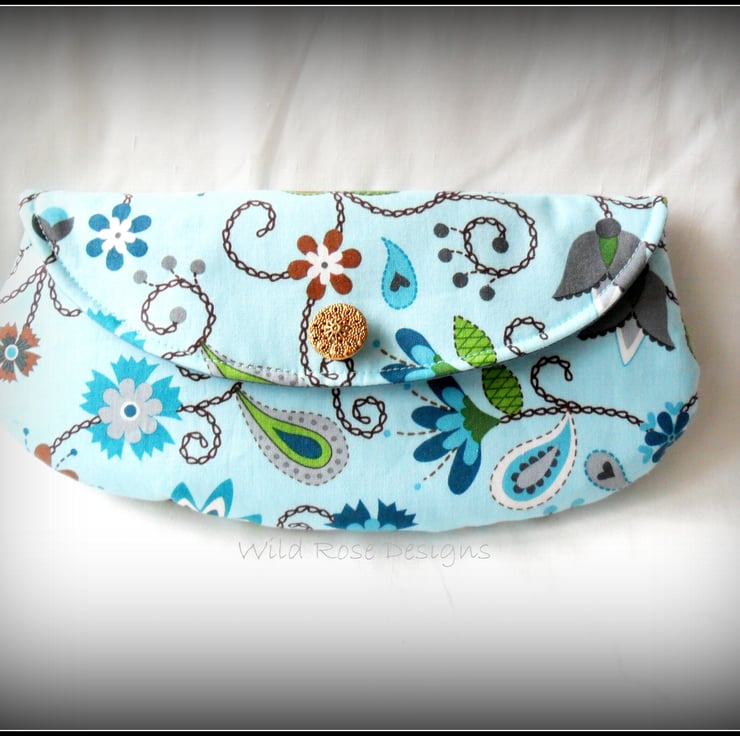Blue cotton make up bag with brushes - Folksy