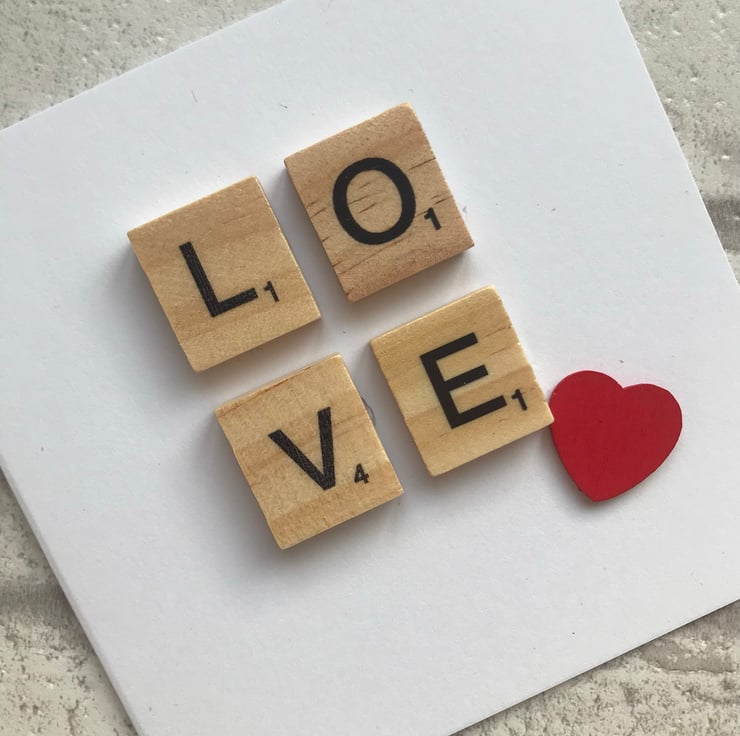 Handmade Scrabble Tile Love Card, Anniversary, ... - Folksy