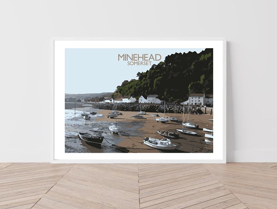 Minehead, Somerset Art Print Travel Poster Rail... - Folksy