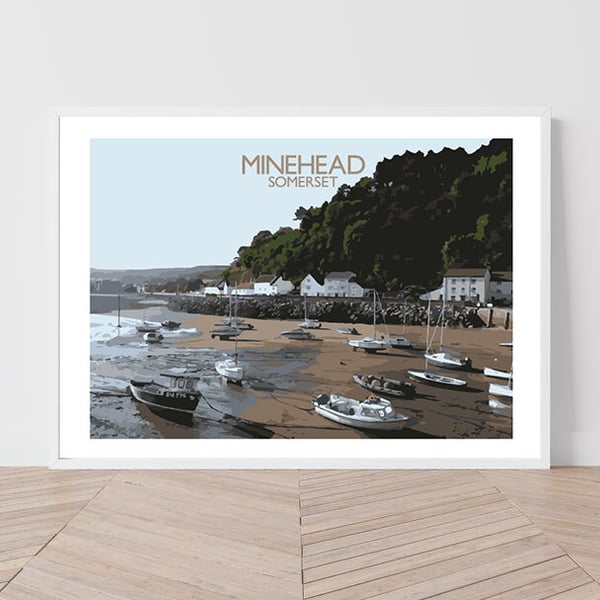 Minehead, Somerset Art Print Travel Poster Rail... - Folksy