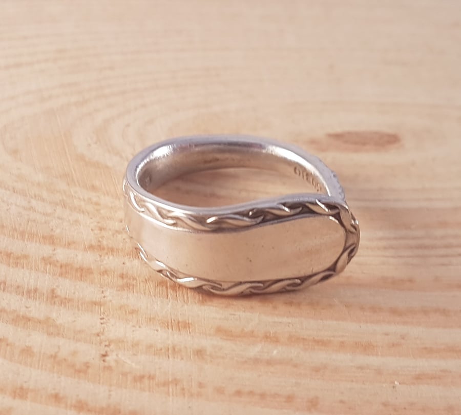 Silver Plated Upcycled Ribbon Spoon Handle Ring... - Folksy