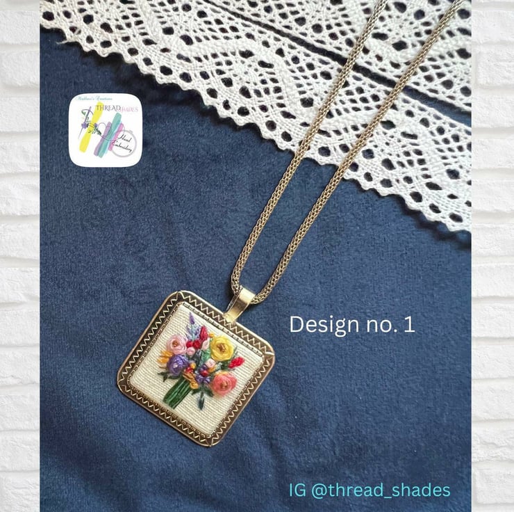 Embroidery Necklace, hand embroidered pendants,... - Folksy