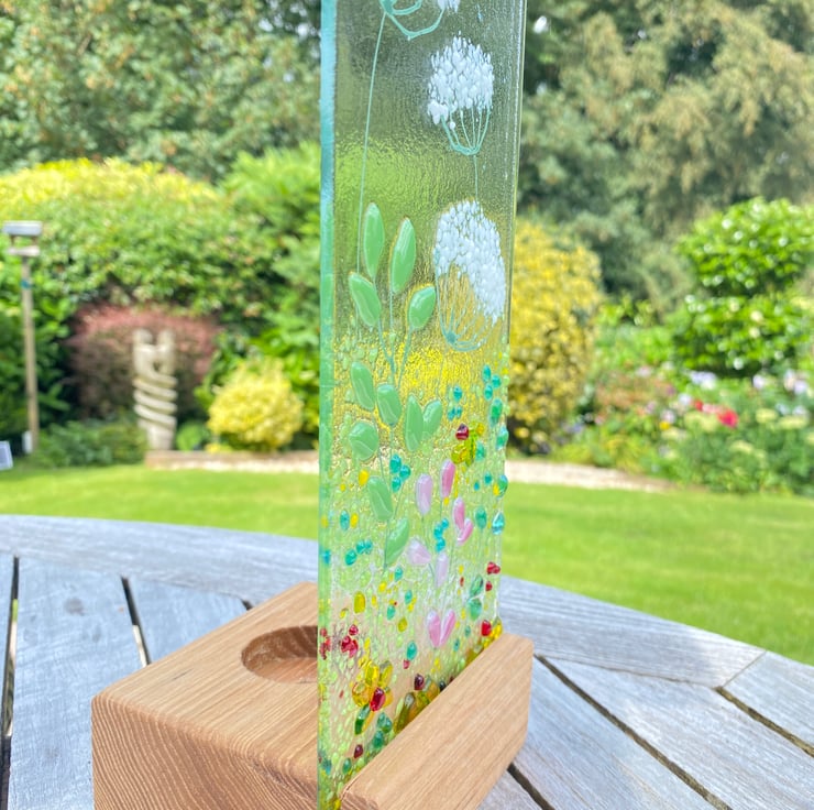 Fused glass wild meadow freestanding art - Folksy