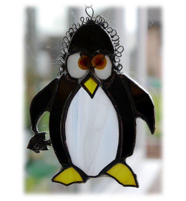 Penguin Suncatcher Stained Glass - Folksy