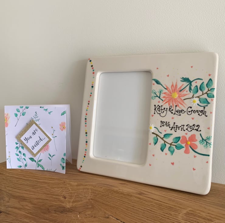 Personalised Ceramic Wedding Photo frame - Folksy