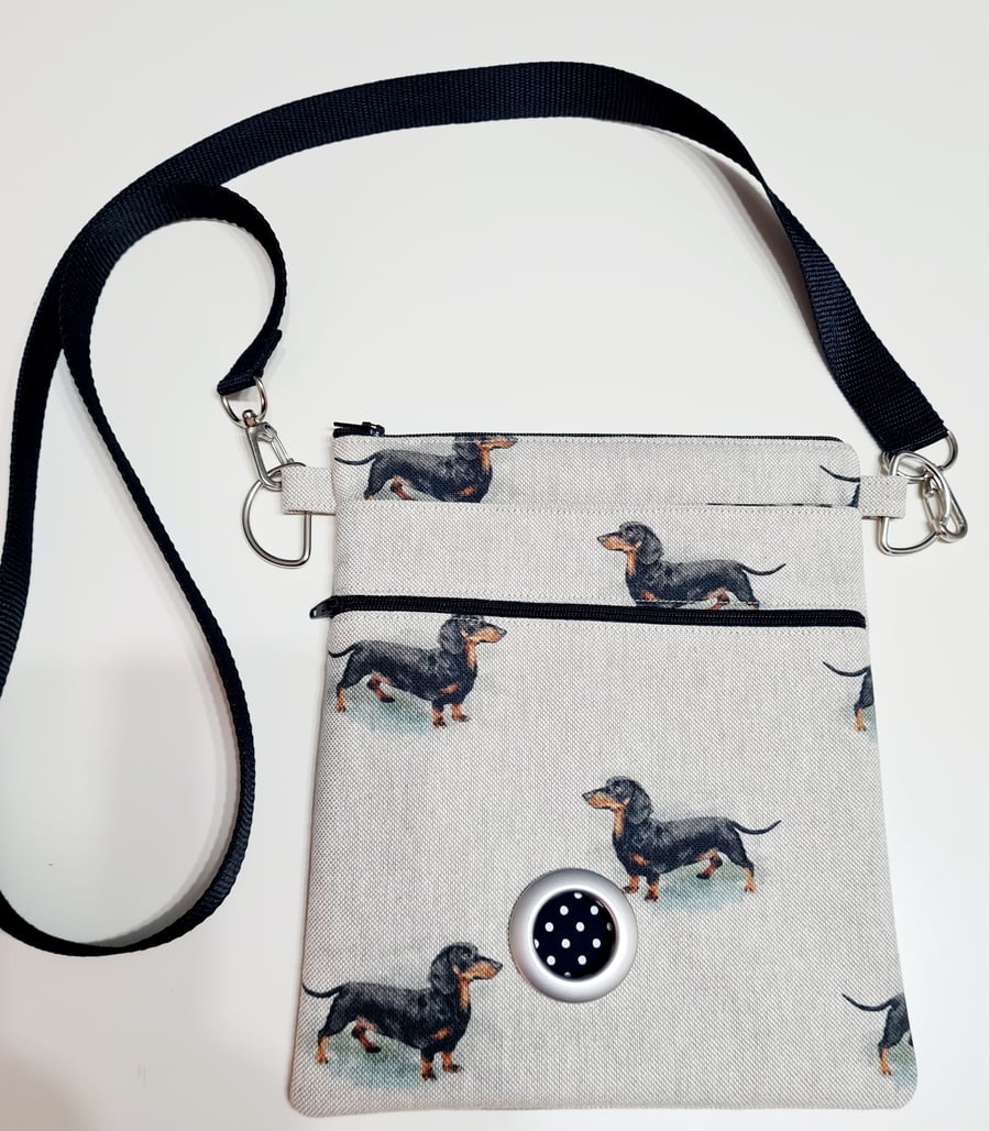Dog walking bag in Dachshund fabric - Folksy