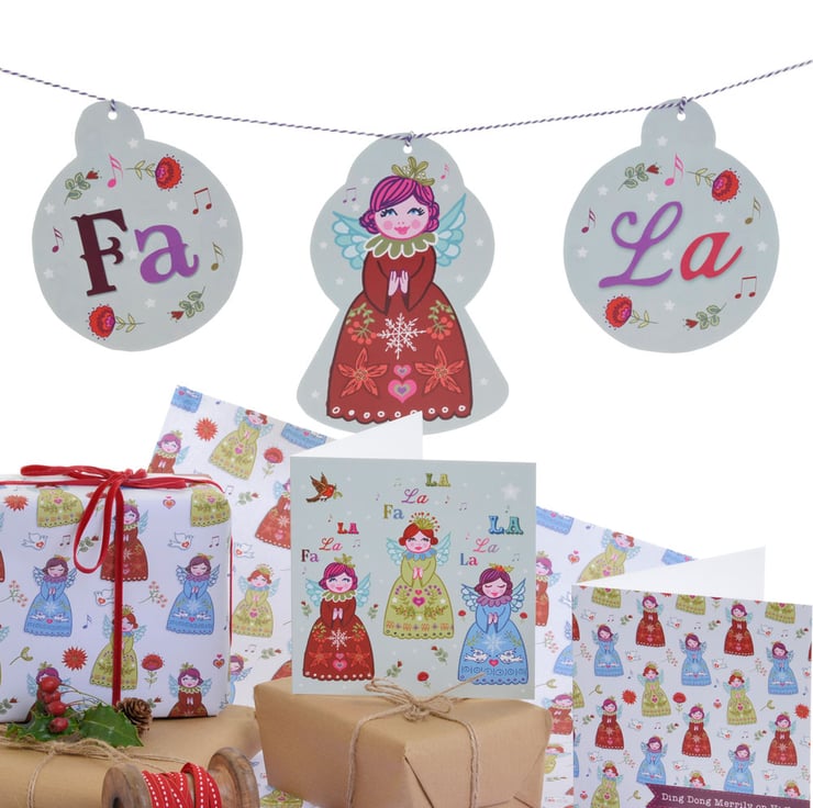 Fa La La Christmas Paper Bunting - Folksy