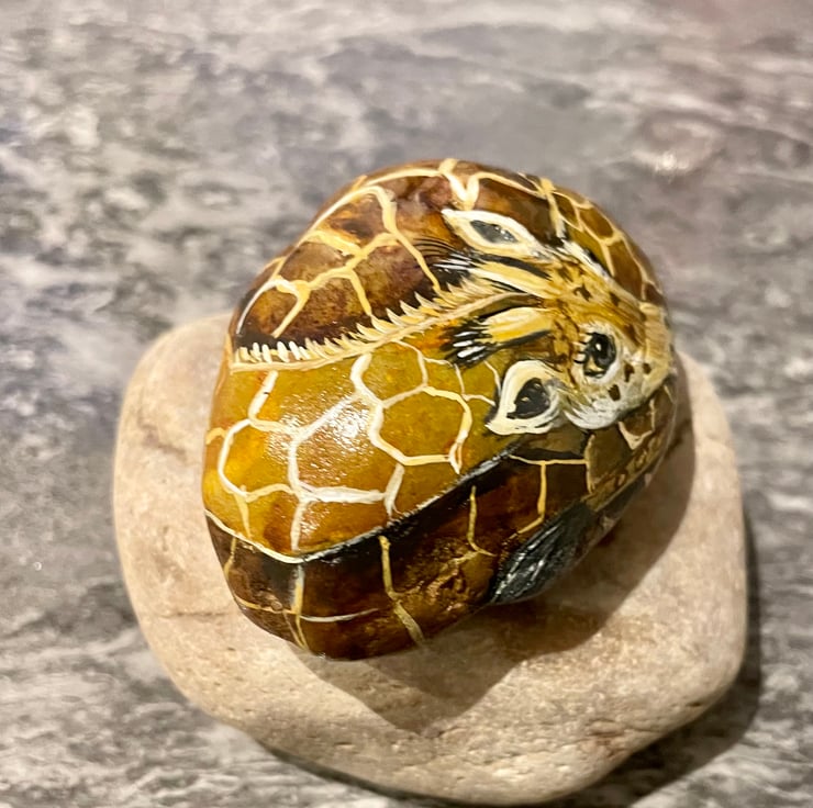 Giraffe hand painted pebble garden rock art wil... - Folksy