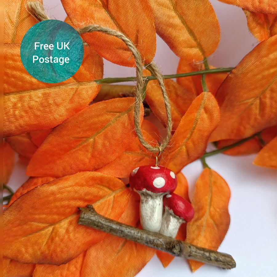 Autumn Toadstool hanging decoration - Folksy