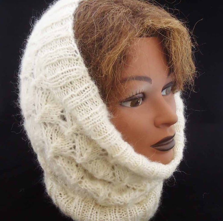 Drawstring Hat, Handknitted White Hat,Convertib... - Folksy