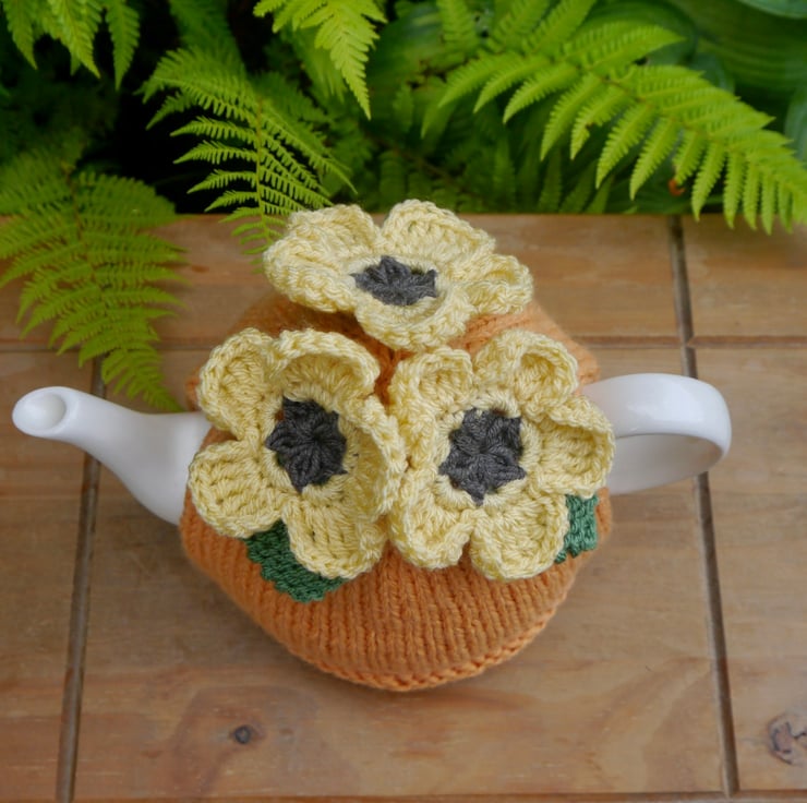 Apricot Flower Tea Cosy, Buttermilk Floral Teap... - Folksy