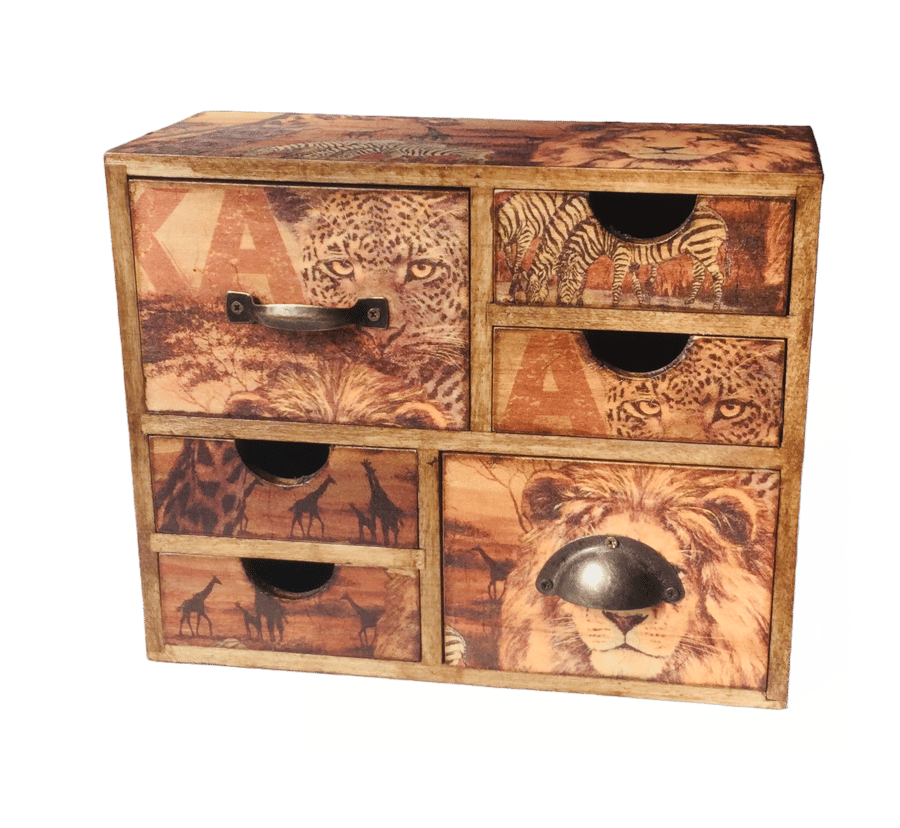 6 drawer safari themed box - Folksy