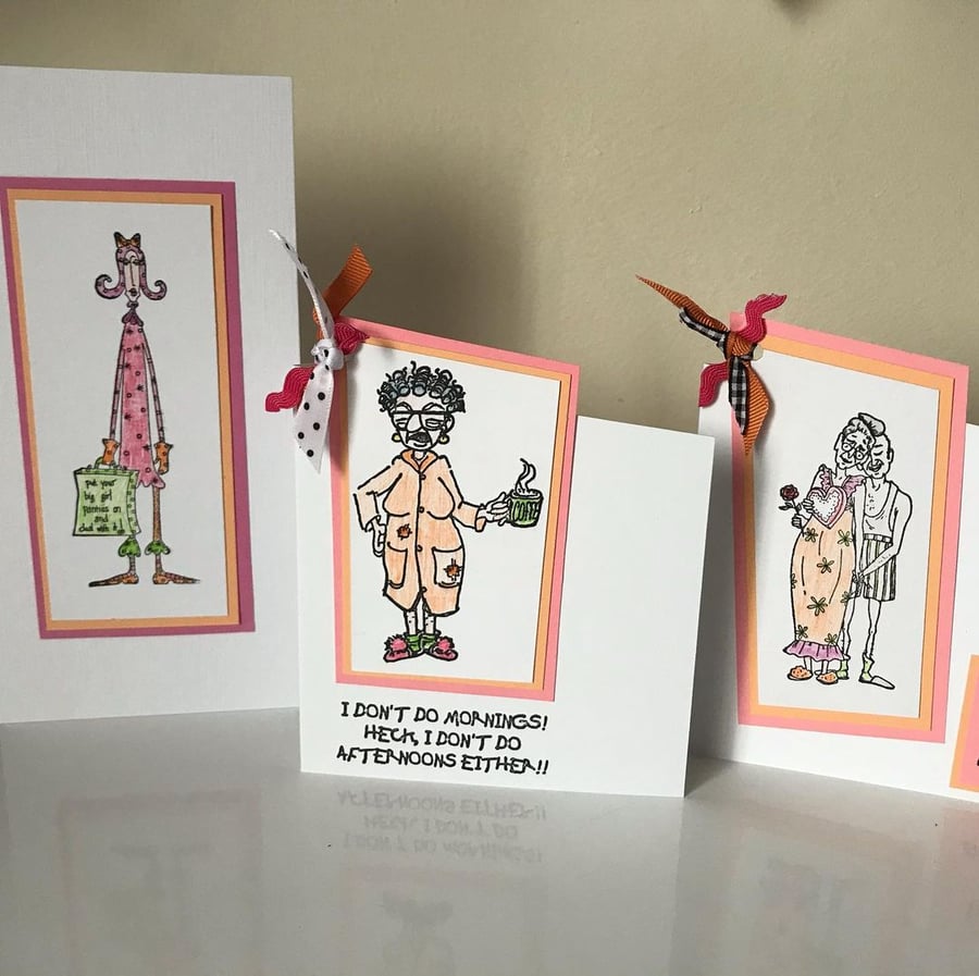 Set of 5 Cheeky Cards - blank for your own message - Folksy
