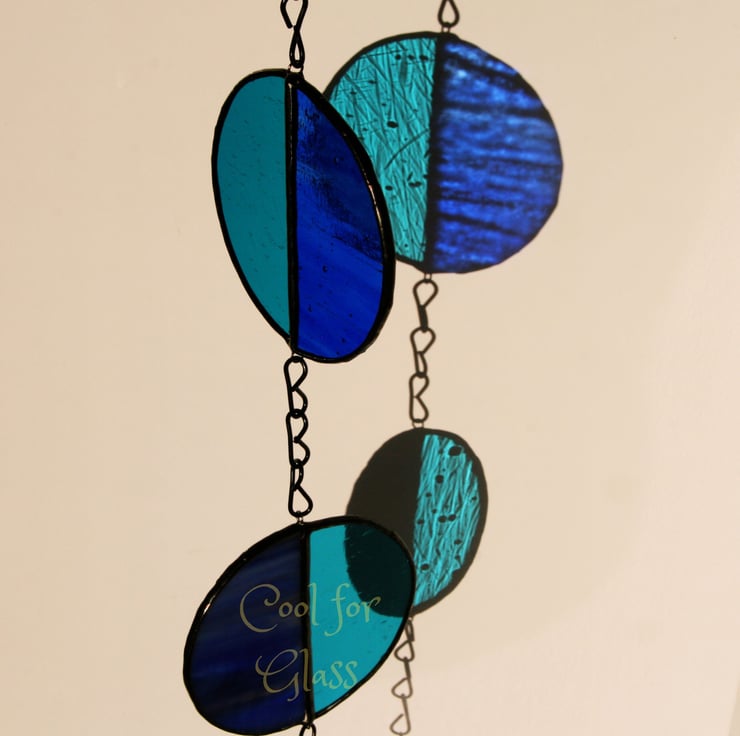 Stained Glass string of hanging semicircles dec... - Folksy
