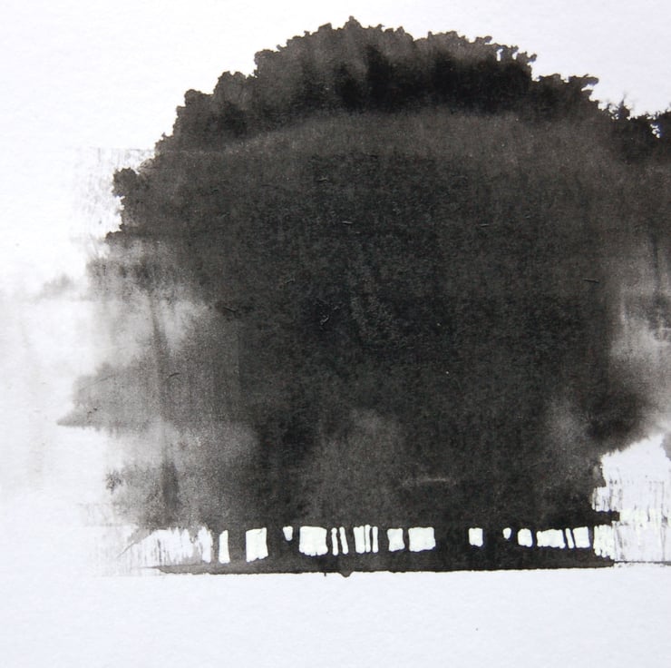 Inkspill oak trees - original ink sketch - Folksy