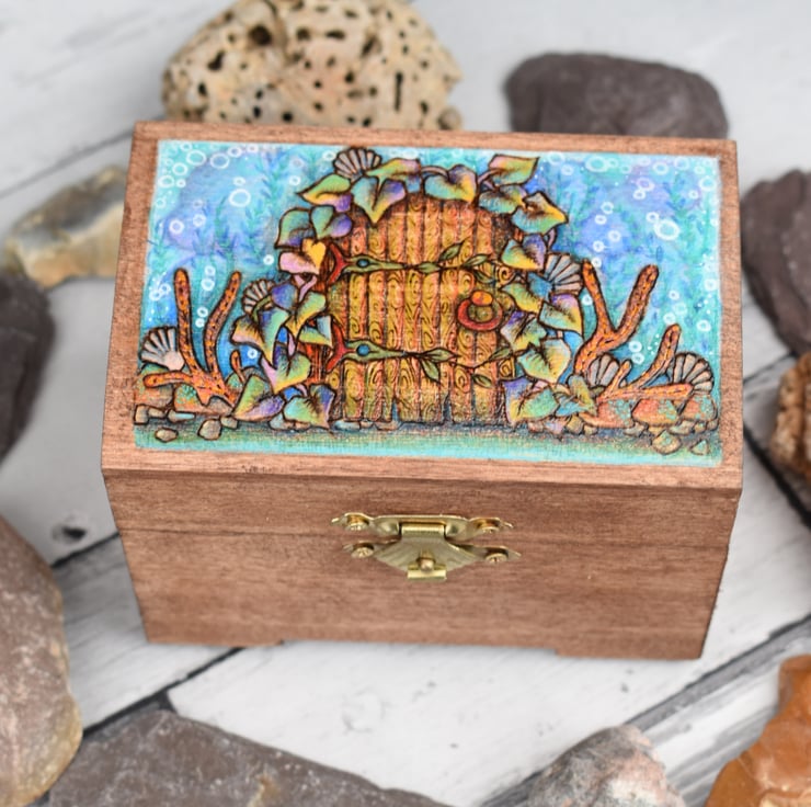 The Sea Door. Small pyrography box. Mermaid Door. - Folksy