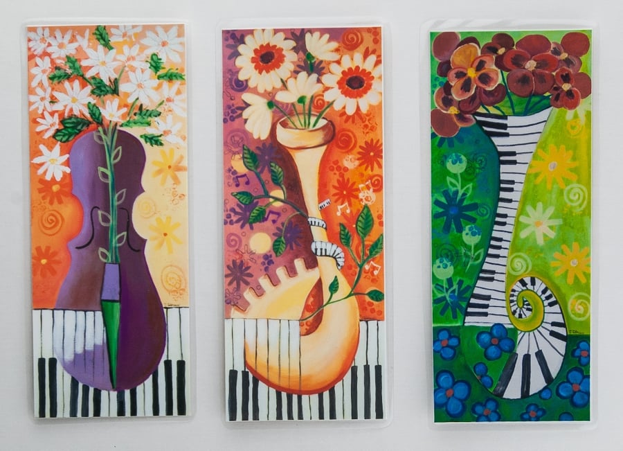 Art Bookmarks Set of Three Music Theme - Folksy