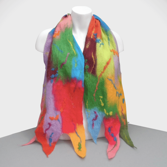 Felted Harlequin Scarf, merino wool with wool a... - Folksy