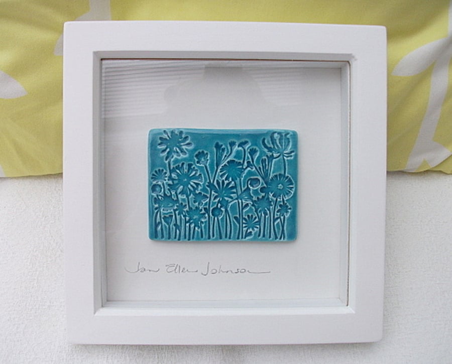 Ceramic plaque picture impressed with a wildflo... - Folksy