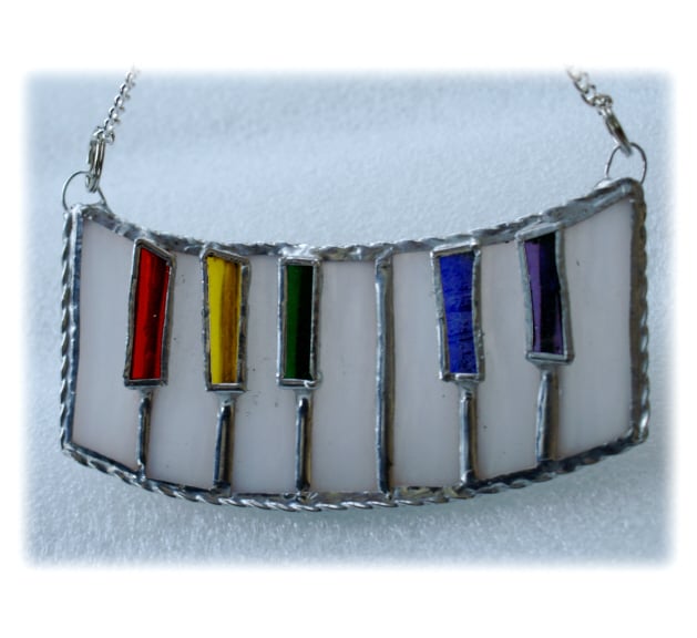 Piano Suncatcher Stained Glass Keyboard Keys M... - Folksy