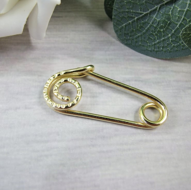 Small Shawl Pin. Handcrafted Brass Cloak Pin - Folksy