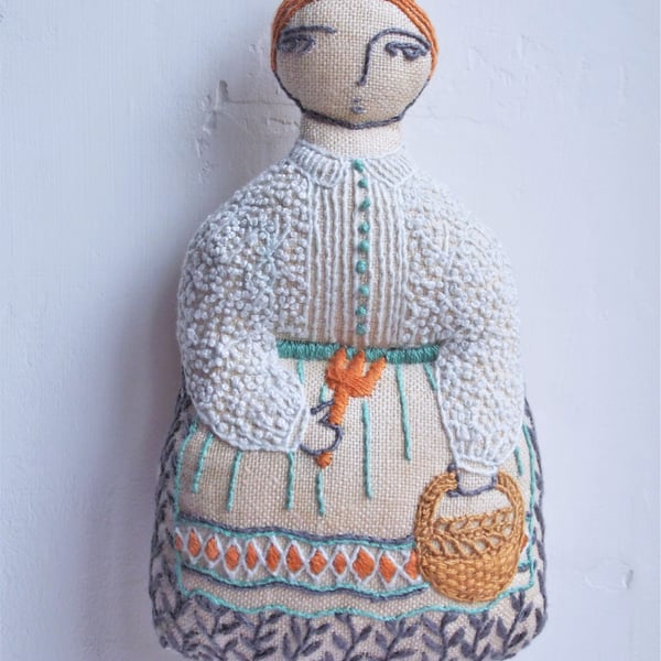 Isobel - A Hand Embroidered Textile Art Doll, E... - Folksy