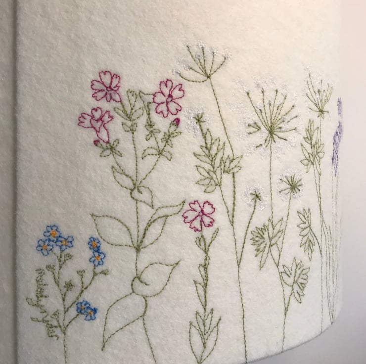 Cornish Hedgerow Embroidered lampshade - Folksy