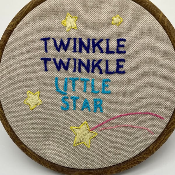 Hoop art Twinkle Twinkle Little Star hand embro... - Folksy