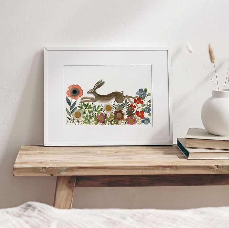 Hare wall art, Hares, Woodland animal print,A4 ... - Folksy