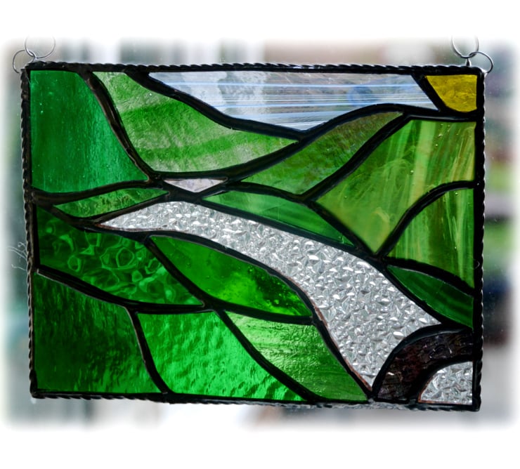 River Valley Panel Stained Glass Landscape Pict... - Folksy