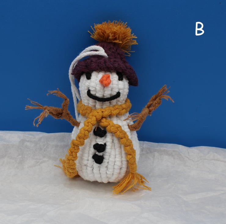 Snowman Christmas tree decoration, macrame snowman - Folksy