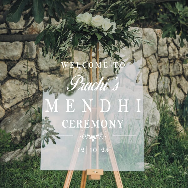 Mendhi Ceremony Welcome Sign - Personalised Sti... - Folksy