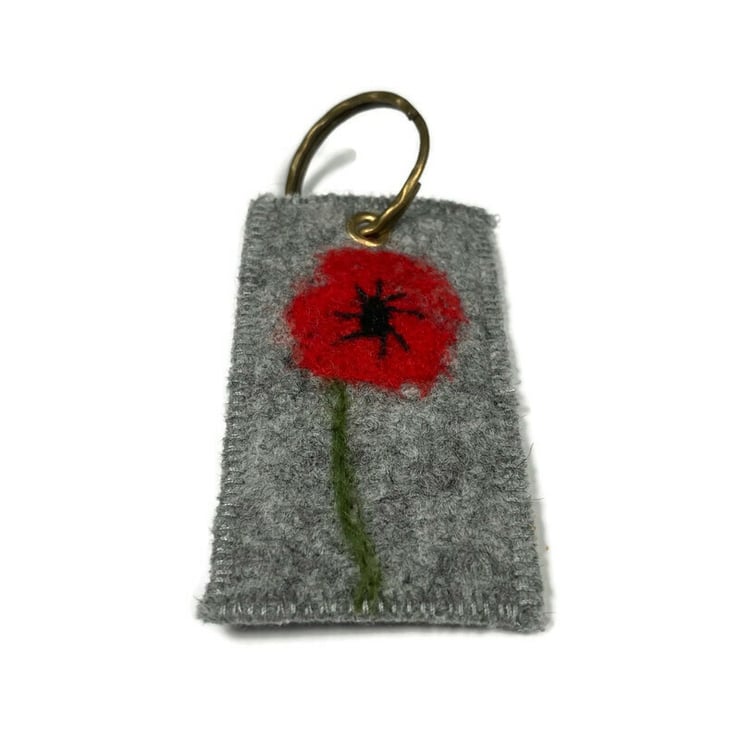 Felted Poppy Keyring - Folksy