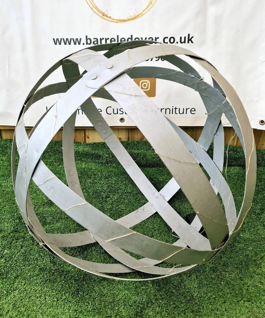 Garden Barrel Hoop Sphere with LED Solar Lights - Folksy