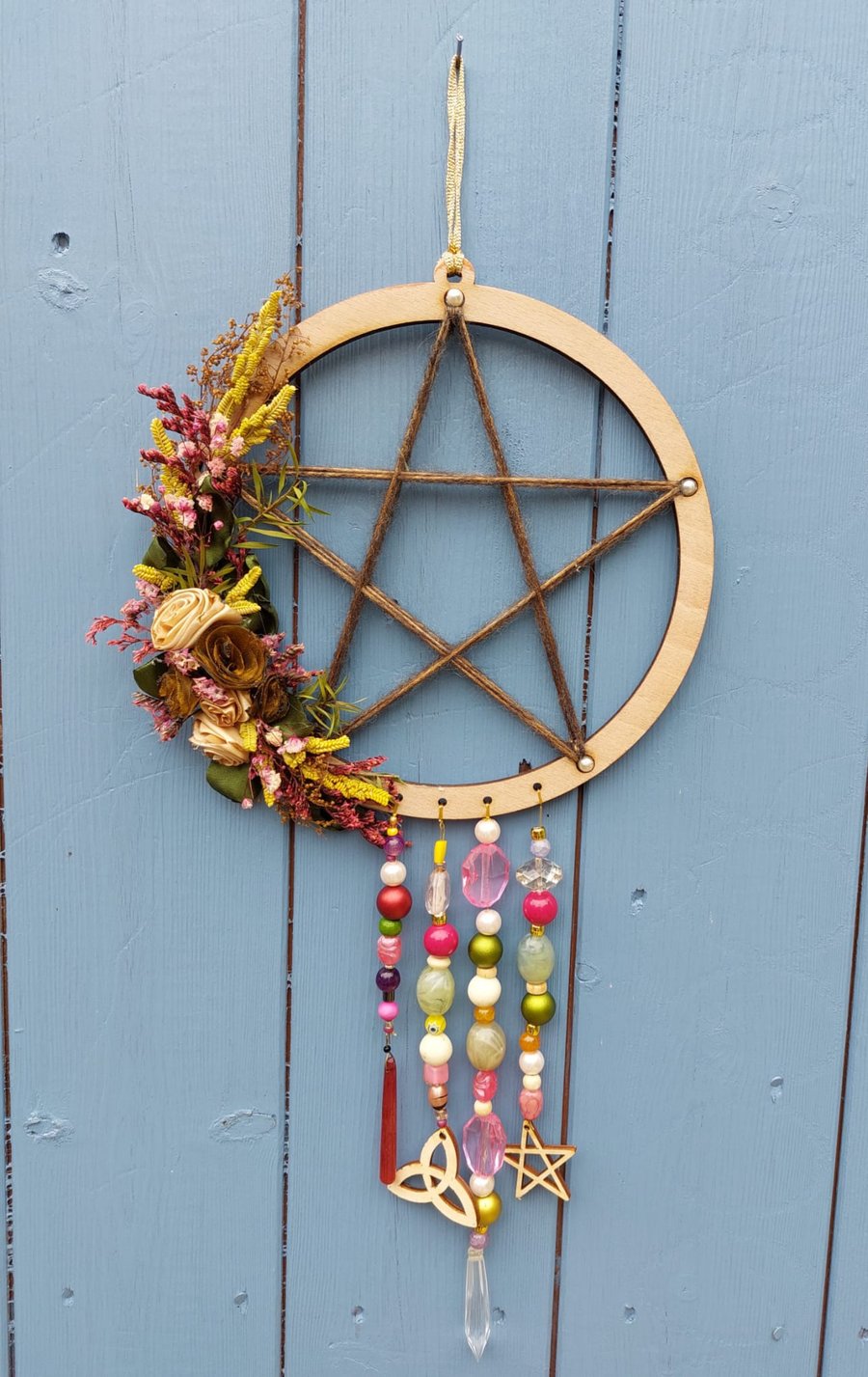 Dried Flower Pentacle Decor. Pagan Gift. Wiccan... - Folksy