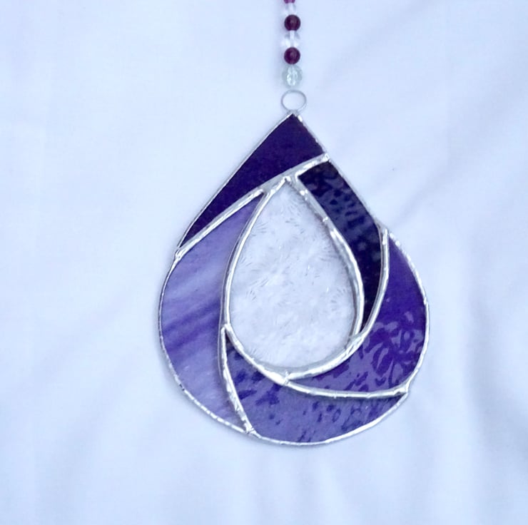 Stained Glass Raindrop Suncatcher - Handmade Ha... - Folksy