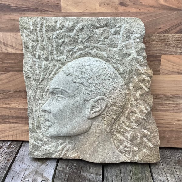 Stone Carving Portrait of Beautiful Black Lady ... - Folksy