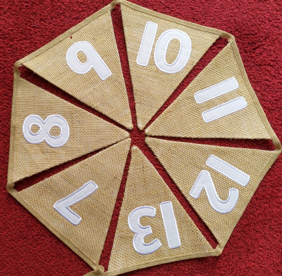 Numbers Straight Leg Bunting Hessian - 0-10; 1-... - Folksy