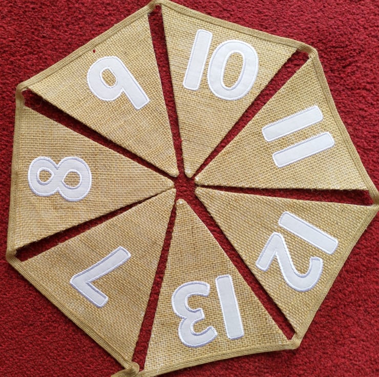 Numbers Straight Leg Bunting Hessian - 0-10; 1-... - Folksy