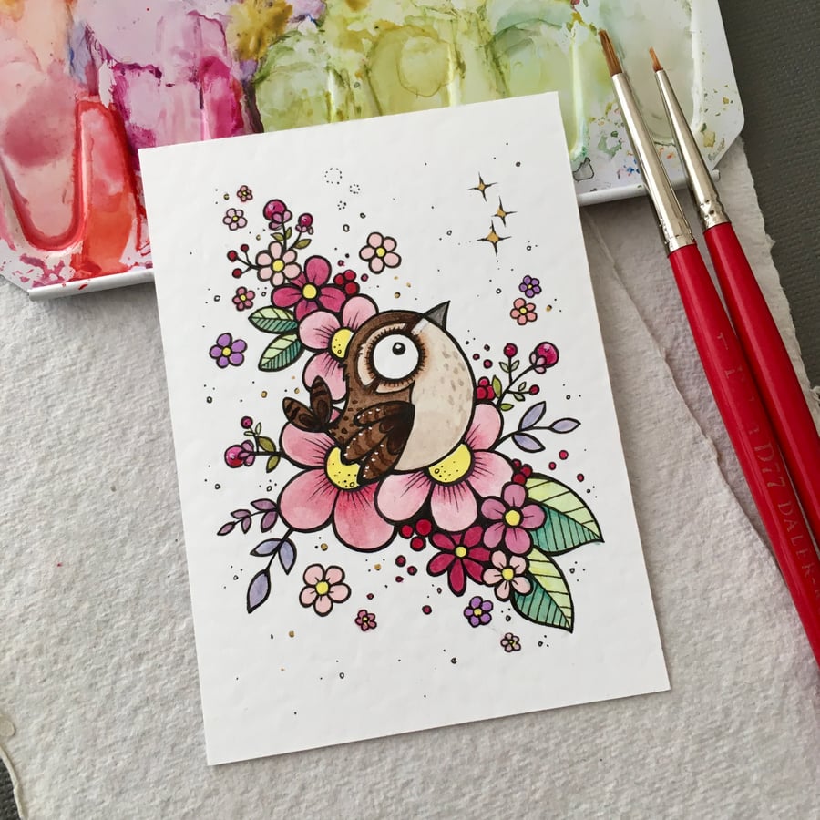 RESERVED - little wren - original aceo - Folksy