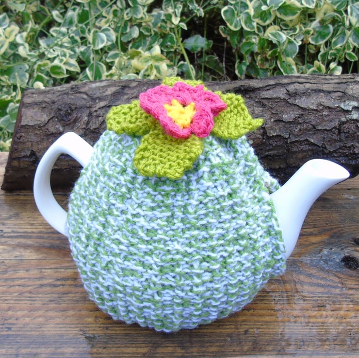 Hand knitted tea cosy to fit a large standard s... - Folksy