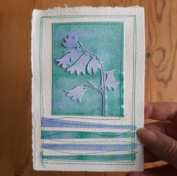 Small Bluebell Stem paper collage - Folksy