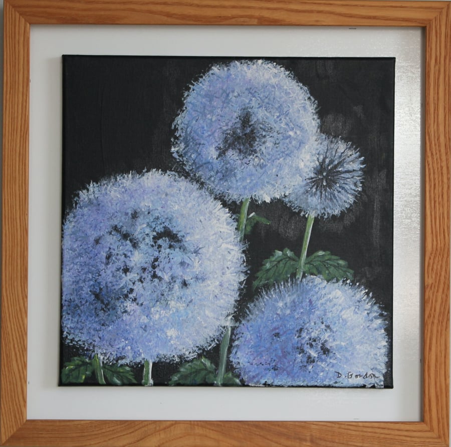 Globe Thistles by Moonlight. Hand made in the UK - Folksy