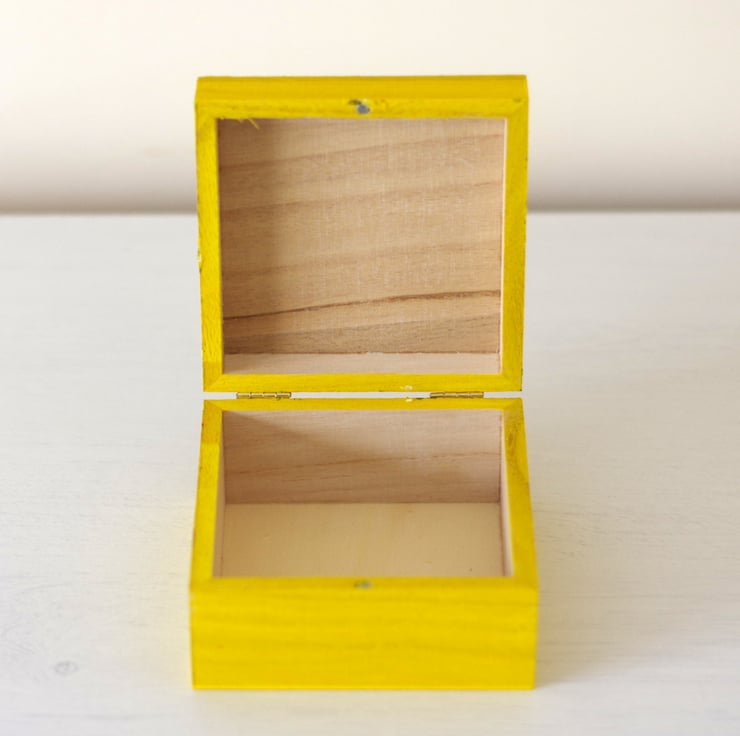 Yellow Trinket Box, Turquoise Flowers Jewellery... - Folksy