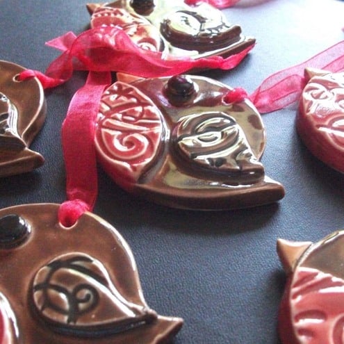 Ceramic robin Christmas decoration - Folksy