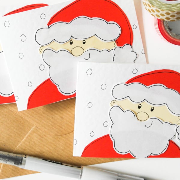 Handmade cute Father Christmas card pack,Santa ... - Folksy