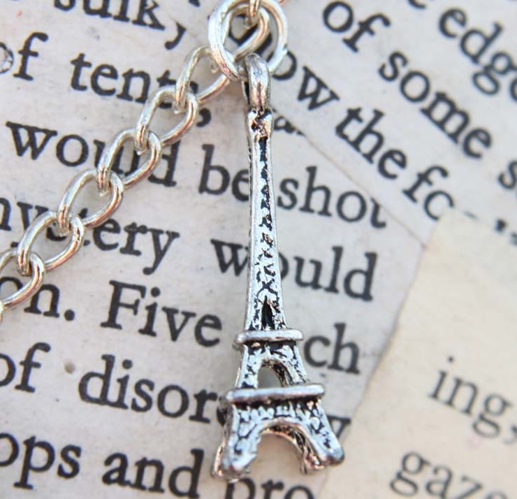 Silver Charm Paris Map Eiffel Tower Necklace - Folksy